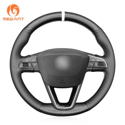 China Custom Fit Hand Stitched Matt Carbon Leather Steering Wheel Cover for Seat Leon 5F Mk3 Ibiza 6J Tarraco Arona for sale