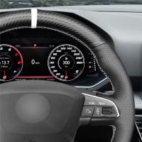 China Custom Fit Hand Stitched Matt Carbon Leather Steering Wheel Cover for Seat Leon 5F Mk3 Ibiza 6J Tarraco Arona for sale