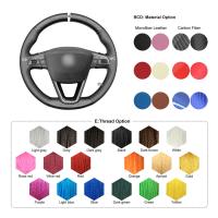 China Custom Fit Hand Stitched Matt Carbon Leather Steering Wheel Cover for Seat Leon 5F Mk3 Ibiza 6J Tarraco Arona for sale