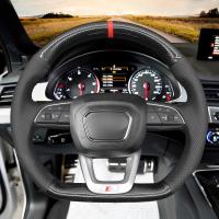 China Hand Stitching Carbon Leather Steering Wheel Cover for Audi Q3 Q5 SQ5 Q7 SQ7 Q8 SQ8 RS Q8 2015-2022 for sale