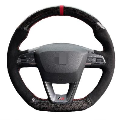 China Soft Suede 3-Spoke Wheel Steering Cover For Seat Leon Cupra R Leon ST Ateca FR Ibiza 2013-2019 for sale