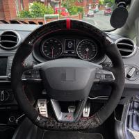 China Soft Suede 3-Spoke Wheel Steering Cover For Seat Leon Cupra R Leon ST Ateca FR Ibiza 2013-2019 for sale