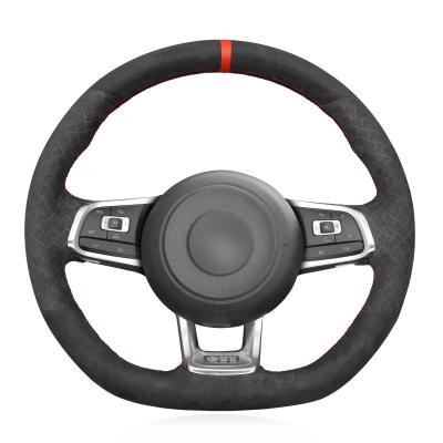 China Volkswagen Golf 7 GTI GTD GTE R MK7 VW Polo Scirocco Hand Sewing Steering Wheel Cover for sale