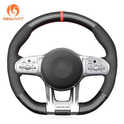 China Matte Carbon Suede Steering Wheel Cover for Mercedes-Benz AMG GT A35 W177 C43 C63 E53 E63 G63 W213 W205 W463 W222 for sale