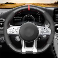 China Matte Carbon Suede Steering Wheel Cover for Mercedes-Benz AMG GT A35 W177 C43 C63 E53 E63 G63 W213 W205 W463 W222 for sale