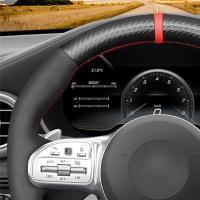 China Matte Carbon Suede Steering Wheel Cover for Mercedes-Benz AMG GT A35 W177 C43 C63 E53 E63 G63 W213 W205 W463 W222 for sale