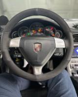 China Hand Sewn Suede Leather Steering Wheel Cover for Porsche 911 2005 2006 2007 2008 2009 for sale