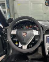 China Hand Sewn Suede Leather Steering Wheel Cover for Porsche 911 2005 2006 2007 2008 2009 for sale