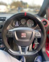 China Enhance Your Seat Leon FR 2009-2012 with Hand Sewing Carbon Suede Steering Wheel Cover for sale