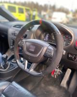 China Enhance Your Seat Leon FR 2009-2012 with Hand Sewing Carbon Suede Steering Wheel Cover for sale