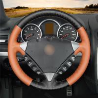 China Hand Stitched Matte Carbon Brown Leather Steering Wheel Cover for Porsche 2004-2010 for sale