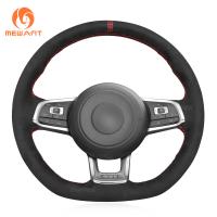 China 2015-2016 Leather Custom Hand Stitching Hollow Stripe Steering Wheel Cover for VW Golf 7 GTI GTD GTE R MK7 for sale