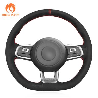 China 2015-2016 Leather Custom Hand Stitching Hollow Stripe Steering Wheel Cover for VW Golf 7 GTI GTD GTE R MK7 for sale