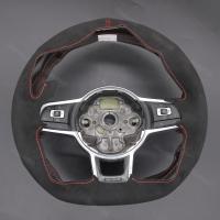 China 2015-2016 Leather Custom Hand Stitching Hollow Stripe Steering Wheel Cover for VW Golf 7 GTI GTD GTE R MK7 for sale