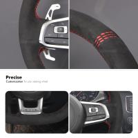 China 2015-2016 Leather Custom Hand Stitching Hollow Stripe Steering Wheel Cover for VW Golf 7 GTI GTD GTE R MK7 for sale