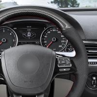 China Volkswagen VW Touareg 7P 2010-2018 3-Spoke Steering Wheel Cover in Black Carbon Fiber for sale