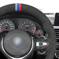 China Suede Steering Wheel Cover for BMW F87 F80 F30 F20 F10 F15 X5 M50d 2012-2022 Black for sale
