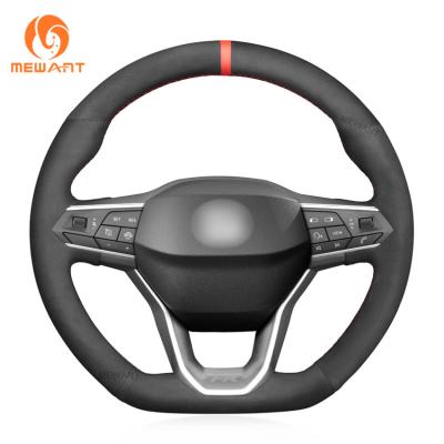 China Soft Black Suede Car Steering Wheel Cover For Seat Leon Cupra Leon Ateca Tarraco 2020 2021 for sale