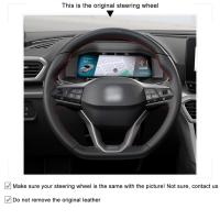 China Soft Black Suede Car Steering Wheel Cover For Seat Leon Cupra Leon Ateca Tarraco 2020 2021 for sale