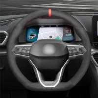 China Soft Black Suede Car Steering Wheel Cover For Seat Leon Cupra Leon Ateca Tarraco 2020 2021 for sale
