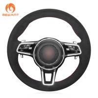 China Black Artificial Leather Custom DIY Hand Sewing Steering Wheel Cover for Porsche Finish for sale