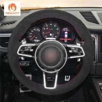 China Black Artificial Leather Custom DIY Hand Sewing Steering Wheel Cover for Porsche Finish for sale