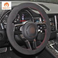 China Black Artificial Leather Custom DIY Hand Sewing Steering Wheel Cover for Porsche Finish for sale