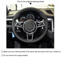 China Black Artificial Leather Custom DIY Hand Sewing Steering Wheel Cover for Porsche Finish for sale