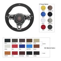 China Black Artificial Leather Custom DIY Hand Sewing Steering Wheel Cover for Porsche Finish for sale