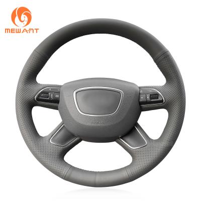 China 2011-2018 Audi A4 A6 A7 A8 Allroad Q5 Q7 Black Artificial Leather Steering Wheel Cover for sale