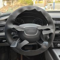 China 2011-2018 Audi A4 A6 A7 A8 Allroad Q5 Q7 Black Artificial Leather Steering Wheel Cover for sale