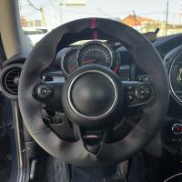 China Custom Gray Thread Hand Stitched Steering Wheel Wrap for Mini JCW Clubman Convertible for sale