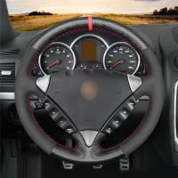 China 2004-2010 Cayenne Matte Carbon Suede Hand Sewing Steering Wheel Cover for Perfect Fit for sale
