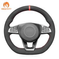 China Light Blue Genuine Leather Hand Stitching Steering Wheel Cover for Mercedes Benz C117 C218 for sale