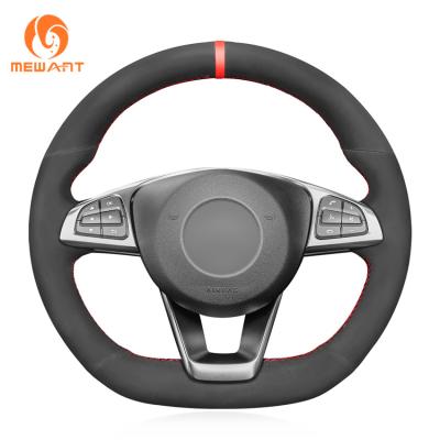 China Light Blue Genuine Leather Hand Stitching Steering Wheel Cover for Mercedes Benz C117 C218 for sale