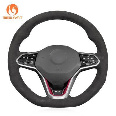 China Volkswagen VW Golf 8 MK8 GTI Golf GTE GTD 2020-2021 Black Suede Steering Wheel Cover for sale