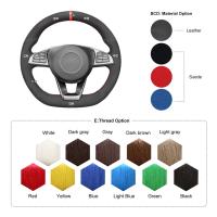 China Light Blue Genuine Leather Hand Stitching Steering Wheel Cover for Mercedes Benz C117 C218 for sale