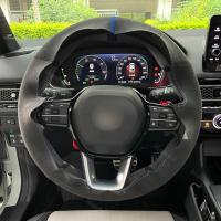 China Customized Durable Matte Carbon Fiber Blue Steering Wheel Cover for Honda Civic 11 2022 for sale