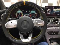 China Mercedes-Benz Car Fitment Hand Stitched Carbon Suede Steering Wheel Cover in Black Genuine Leather for sale