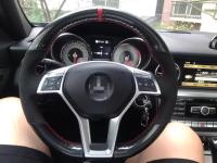China Mercedes Benz C-Class Carbon Suede Steering Wheel Cover with Gray Thread and Hand Sewing for sale