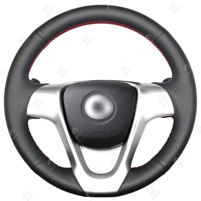 China Black Suede Hand Stitched Steering Wheel Cover for Smart Fortwo 2009-2013 3-Spoke Wheel for sale