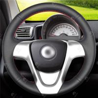 China Black Suede Hand Stitched Steering Wheel Cover for Smart Fortwo 2009-2013 3-Spoke Wheel for sale