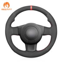 China Seat Leon 1P FR Cupra Ibiza 6L MK2 2005-2009 Custom Full Black Suede Steering Wheel Cover for sale