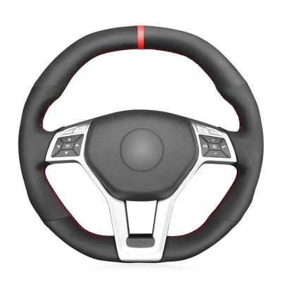 China Black Steering Wheel Cover for Mercedes-Benz A45 AMG CLA45 C63 AMG CLS63 AMG 2012-2015 for sale