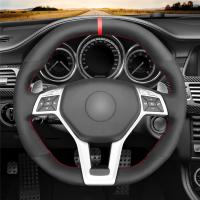 China Black Steering Wheel Cover for Mercedes-Benz A45 AMG CLA45 C63 AMG CLS63 AMG 2012-2015 for sale