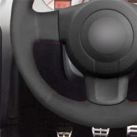China Seat Leon 1P FR Cupra Ibiza 6L MK2 2005-2009 Custom Full Black Suede Steering Wheel Cover for sale