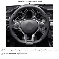 China Black Steering Wheel Cover for Mercedes-Benz A45 AMG CLA45 C63 AMG CLS63 AMG 2012-2015 for sale