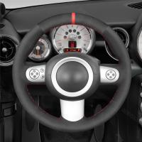 China 2001-2006 MINI R50 R52 R53 LCI Hatchback Convertible Steering Wheel Cover Black Suede for sale