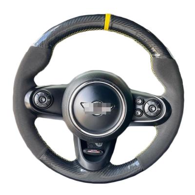 China Handmade Carbon Suede Steering Wheel Wrap for Mini Hatchback JCW F56 Clubman Convertible Countryman Cooper for sale