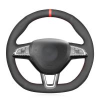 China Leather Steering Wheel Cover for Skoda Octavia Fabia Kodiaq Citigo Superb Scala 2015-2019 for sale